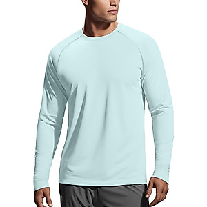 Zengjo Mens Athletic Shirts Long Sleeve(Light Blue,L)