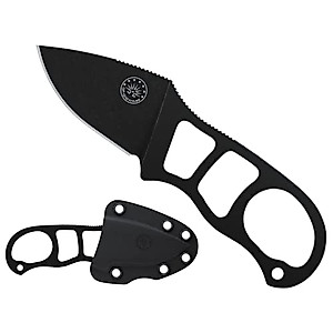 Off-Grid Knives - Compact EDC Fixed Blade Knife with Cryo D2 Steel, Paracord Rope, Neck Knife, Belt Clip, Scout & Vertical Carry, Kydex Sheath (Blackout)