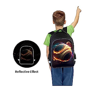 AnySmic Baseball Backpack for School, Kids Bookbag Set with Lunch Box and Pencil Case for Boys, Girls