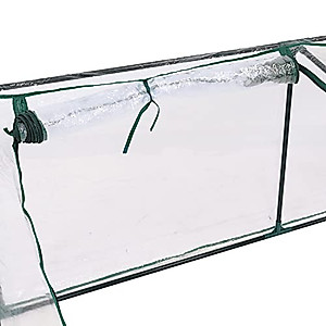 Sunnydaze Mini Cloche Greenhouse with Zipper Doors - Portable Greenhouse with 3 Doors and Slanted Top - Steel Wire Frame with PVC Plastic Cover - Outdoor Mini Greenhouse - Clear