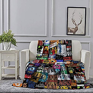 Musicals Collage II Fleece Blanket Soft Plush Throw TV Blanket Bedding Flannel Throw Shawls and Wraps Lightweight for Bed Couch Chair Travel, 59"x78.7"