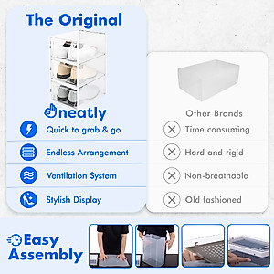 32 Pack Shoe Boxes Clear Plastic Stackable, Shoe Organizer For Closet, Hat Organizer Closet Shoe Organizer Shoe Box, Shoe Storage Boxes Plastic Shoe Boxes With lids, Clear Shoe Boxes Stackable