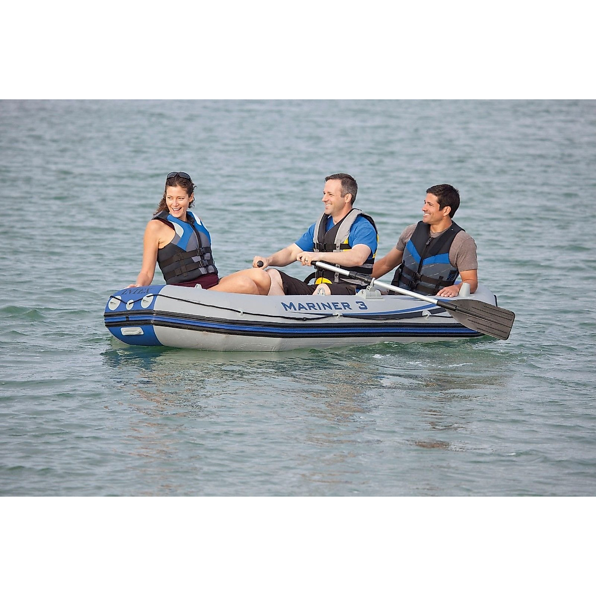 Intex Mariner 3 Boat Set, Grey/Black/Grey, OS