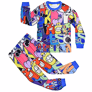 Trodier Boys' Pajama Set Super Soft Blue Stripes Sleep-Wear 4T-14 Kids Long-Sleeved Top and Pants Blue 5-6 Years