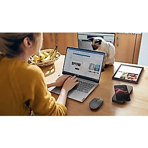 Lenovo Go Multi-Device Wireless Mouse, 2.4GHz Nano USB-C Receiver, Bluetooth, Adjustable DPI, USB-C Rechargeable Battery, Qi Wireless Charging, Ambidextrous, GY51C21211, Grey