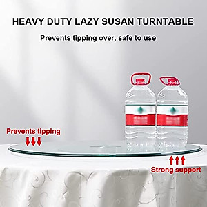 Round Lazy Susan Turntable Organizer for Table, Kitchen Tabletop Rotating Tray Tempered Glass Non-Skid Serving Plate, with Aluminum Base, Silent Smooth, Thick: 8mm, Diameter is 19"~39" (Size : 50cm/1