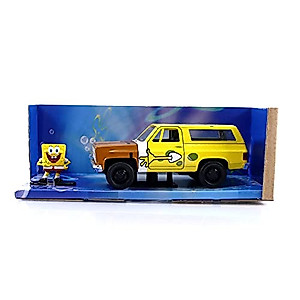 Jada Toys Spongebob Squarepants 1:32 1980 Chevy Blazer K5 Die-cast Car and 1.65" Spongebob Figure, Toys for Kids and Adults, 31798 , Yellow