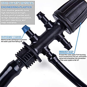 Kalolary 10PCS Barbed Tee 1/2 inch to 1/4 inch Irrigation Tube Anti-Drop Premiun Quality Fitting (fits 13mm ID/ 4mm ID), 16mm PE Pipe Lock Female Connector to 47 Pipe Variable Diameter Six-Way Adapter