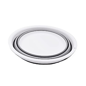 SAMMART 5.5L (1.45 Gallon) Collapsible Tub - Foldable Dish Tub - Portable Washing Basin - Space Saving Plastic Washtub (White/Grey, 1)