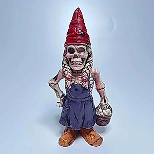 JARPSIRY 2PCS Male and Female Halloween Skeleton Gnome Couple Garden Gnomes Statue Zombie Gnome Sculptures Resin Dwarf Figurines for Indoor Home Ornaments Outdoor Patio Yard Lawn Porch Decor