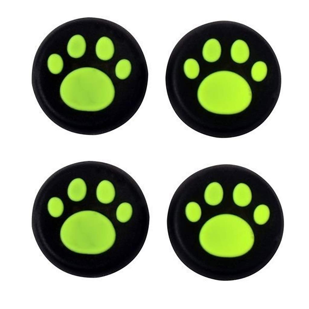 Silicone Thumb Stick Grip Cap Joystick Thumbsticks Caps Cover for PS4 PS3 Xbox One PS2 Xbox 360 Game Controllers (Green Cat Dog Paw 4PCS)