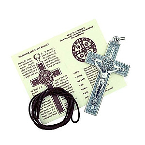 Vatican Imports 3" St. Benedict Crucifix with Silver-Tone Engraving and White Enamel