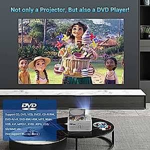 BIGASUO 5G WiFi Projector with DVD Player - 1080P Supported Home Projector with Bluetooth & Zoom, Portable Outdoor Movie Projector with Carry Bag & Tripod Compatible with Phone/Laptop/PS4/TV Stick
