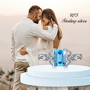 BETHZA 1 Carat Natural Topaz Rings for Women Genuine Blue Topaz 925 Sterling Silver Celtic Knot Promise Ring Jewelry Gifts for Birthday Christmas Valentine's Day Size 7