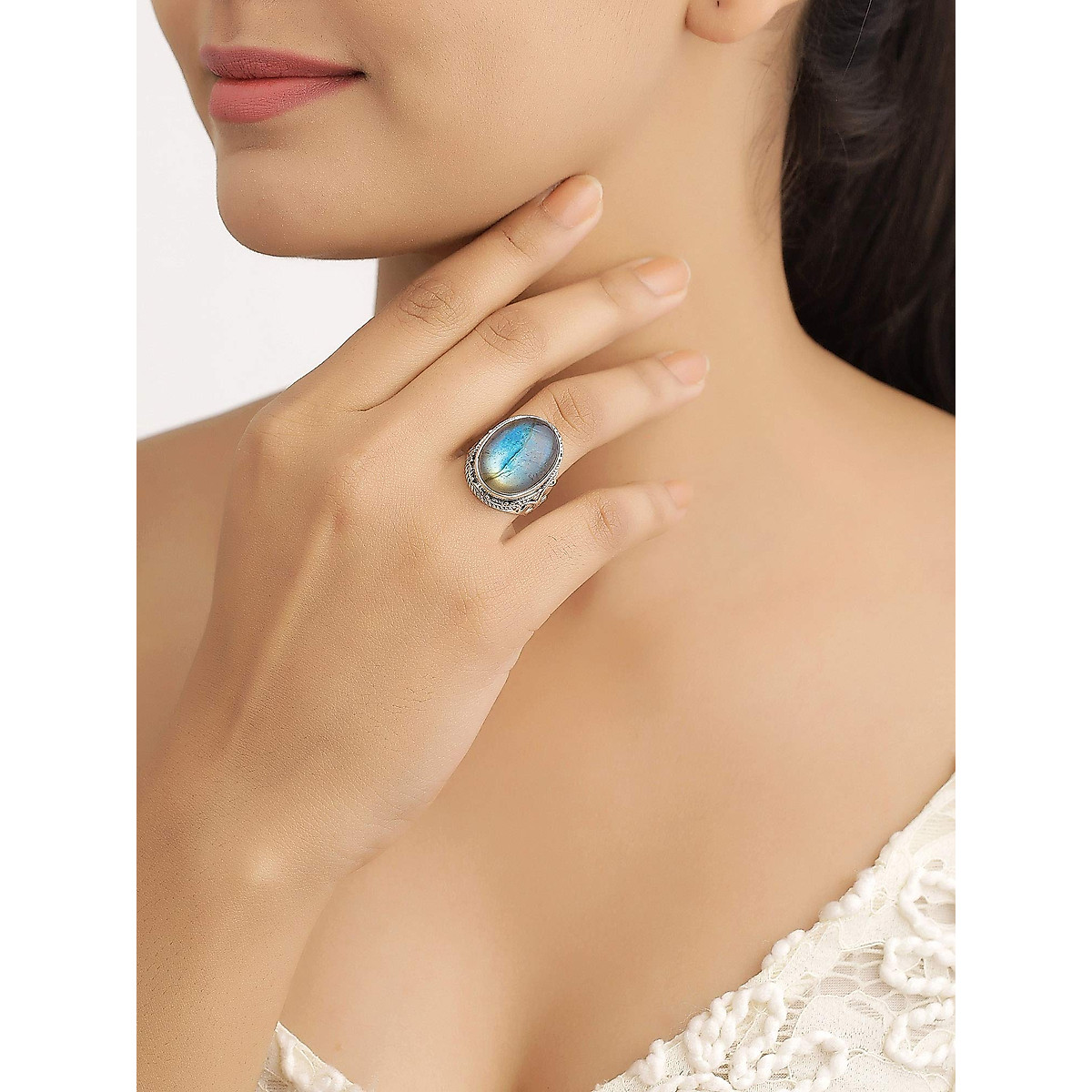 YoTreasure Labradorite Ring Solid 925 Sterling Silver Gemstone Designer Jewelry