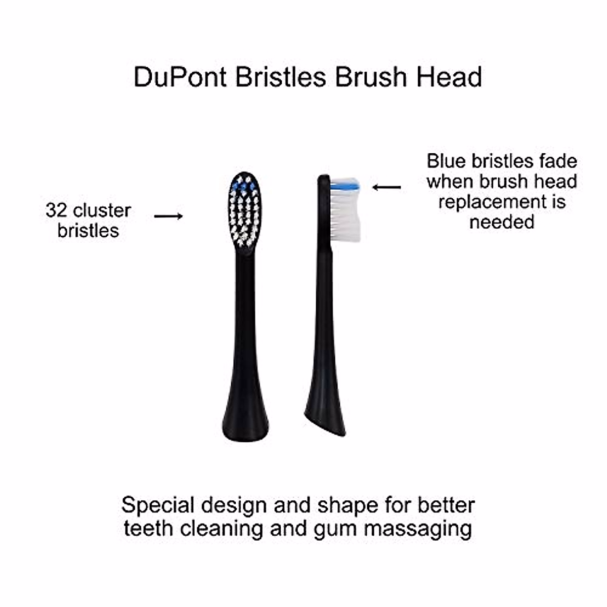 Over The Sea Sonic Bluetooth Rechargeable Electric Toothbrush – 5 Modes – App Control – Smart Timer – Wireless Charging – Portable Power Toothbrush – 2 Replacement Dupont Brush Heads (Black)