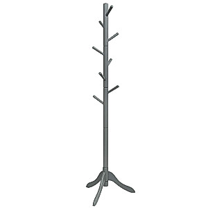 Tangkula Wooden Tree Coat Rack Freestanding, Entryway Coat Stand with 8 Hooks, Height Adjustable Coat Tree, Coat Hanger Stand for Home Office Hall Entryway