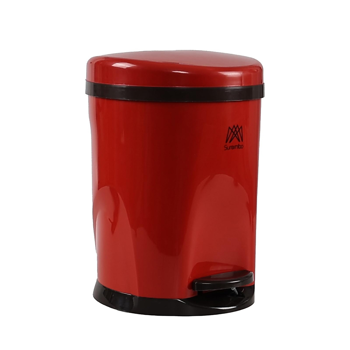 Readsky 2.6 Gallon Plastic Step-On Trash Can, Round Trash Can with Inner Bucket, Red
