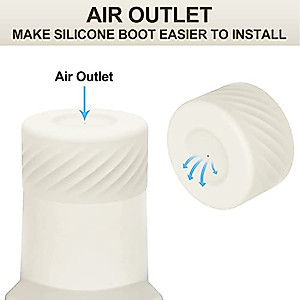 Affute Protective Silicone Boot for Stanley Quencher H2.0 40 oz & IceFlow Flip 20 oz 30 oz and hydroflask 12-24 oz, Anti-Slip Bottle Bottom Sleeve Cover (Cream)