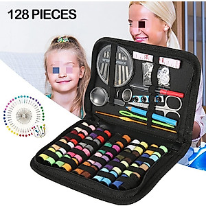 LUbrel Mini Travel Sewing Kit,128pcs Sewing Kits DIY Multi-Function Box Set Thread Stitches Knitting Needles Tools Embroidery Accessories
