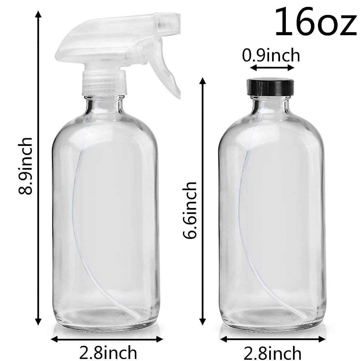 Cosywell Glass Spray Bottles Empty 16oz Boston Round Bottle Refillable Container Small Travel Containers 20ml for Toiletries TSA Approved Silicone Cream Jars