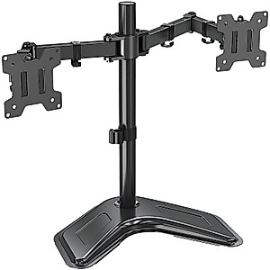 MOUNT PRO Dual Monitor Mount, Free-Standing Monitor Stand for 2 Monitors fit 13-27” Screen, Monitor Arm holds Max 17.6lbs, Monitor Desk Mount with Height Adjustable, Swivel, VESA Mount 75x75 100x100