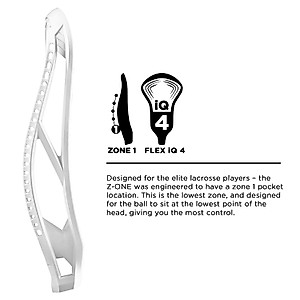 Epoch Integra Z-One Unstrung Lacrosse Head for Attack/Midfield with Knot Lock Technology, White