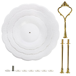 Coloch 3 Pack 3 Tier Plastic Cupcake Stands, White Cupcake Display Tower Cupcake Holder Pastry Snack Serving Plate for Buffet, Party, Birthday, Wedding, Baby Shower, 6/8/10 Inch