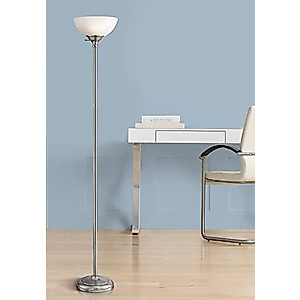 360 Lighting Maddox Modern Torchiere Floor Lamp 71" Tall Satin Nickel Silver Slim Profile Alabaster Glass Shade Pole Light for Living Room Reading House Bedroom Home Office