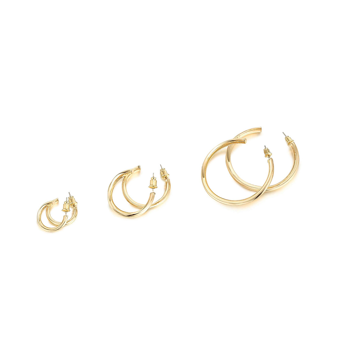 PAVOI 14K Yellow Gold Hoop Earrings For Women | 2mm Thick 45mm Infinity Gold Hoops Women Earrings | Gold Plated Loop Earrings For Women | Lightweight Hoop Earrings Set