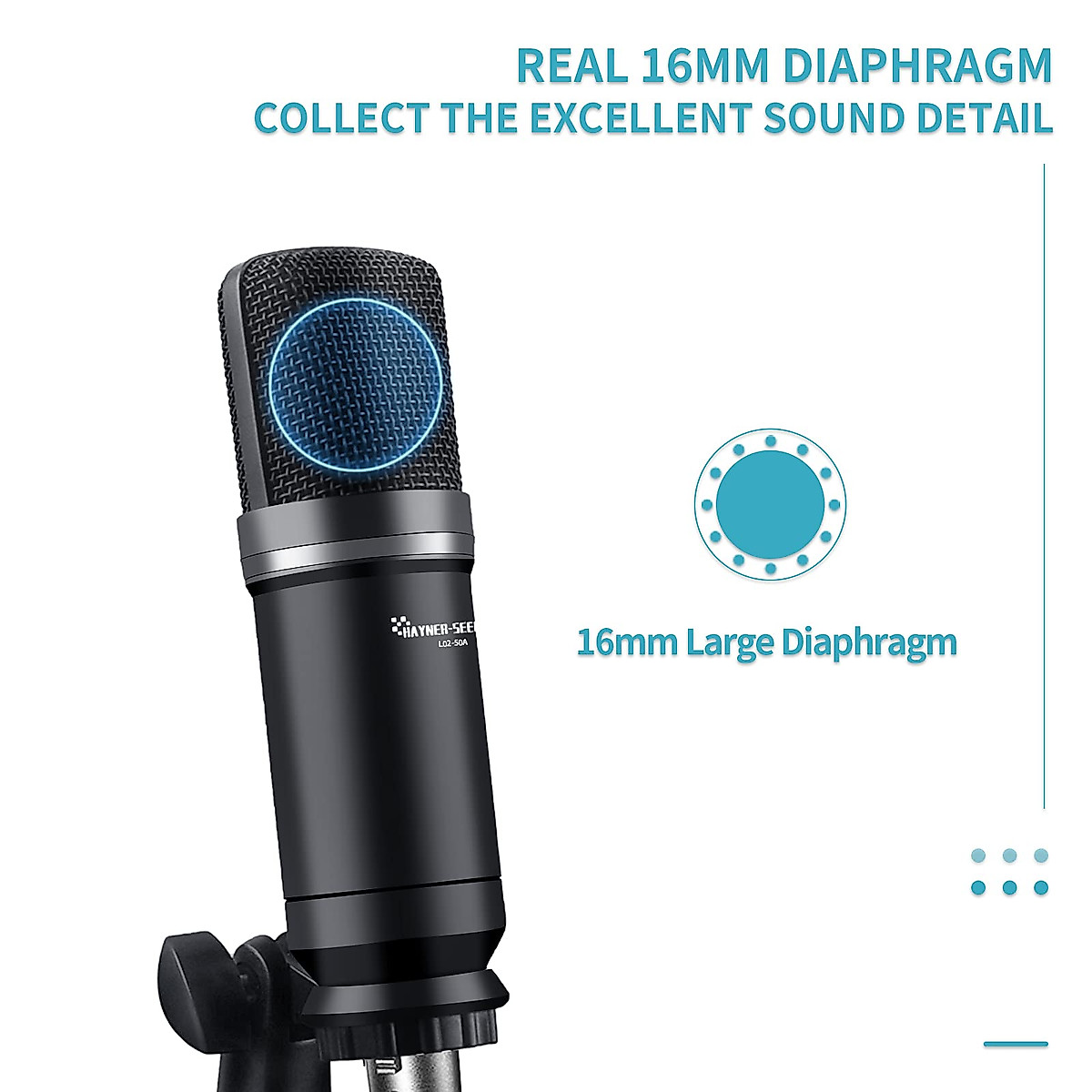 Hayner-Seek Podcast Studio Microphone Condenser Mic Podcast Equipment Bundle with 3.5mm Audio XLR Cable