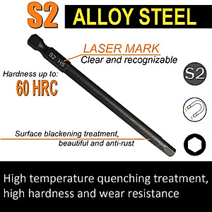 100mm Extended Allen Wrench Drill Bit Set, PTSLKHN 10pc Metric Hex Impact Driver Bits, Magnetic Hex Drill Bits Set