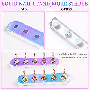 ANGNYA Nail Stand for Press on, 2 Set Aurora Nail Holder for Painting Nails Press on Nail Stands with 96 Pcs Reusable Sticky Putty for Nail Art Display Home & Salon Use