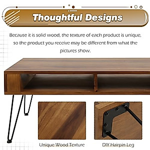 Danrelax 39.4 Inches Coffee Table, Mid Century Modern Coffee Table with Storage Space, Natural Wood Coffee Table with 4 Hairpin Legs, 39.4" Lx24 Wx18 H, Vintage Brown