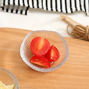 Leoyoubei 3 Ounce3.25x1.5 inch Heat Resistant Glass Bowl for Ice Cream Dessert,Soy Sauce Dishes,Appetizer Spoons Stackable,Mini Side Dishes Ramekins Transparent 4 Packs (Lace Bowls)