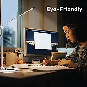 Vansuny LED Desk Lamp with Wireless Charger USB Charging Port Touch Control Dimmable Office Lamp 1h Timer 5 Color Modes 6 Brightness Levels Eye-Caring Table Lamp for Home Office Bedroom White