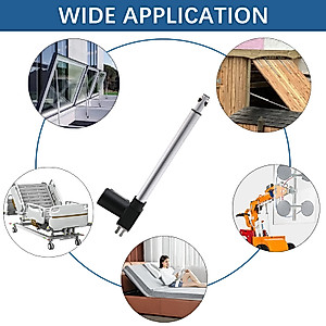 JQDML 32 Inch 32" Long Stroke Linear Actuator 24V 1320lbs/6000N Heavy Duty Speed 0.2"/sec Electric Actuator with Mounting Brackets for Massage Bed, Table Lift, Window Opener,Door Opener