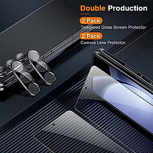 LK 2 Pack for Samsung Galaxy Z Fold 5 Screen Protector+ 2 Pack Camera Lens Protector, HD Clear Tempered Glass Screen Protector for Galaxy Z Fold 5, Anti Scratch, Bubble Free, Easy Install