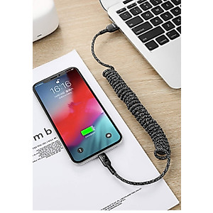 mcdodo [Type-C] Anti Winding Cable, Quick Charge QC 4.0 USB C Charging Data Coiled Cable Nylon Braided LED Compatible with Phone 15/15 Pro Max/Samsung Galaxy S20 S10 S9 S8 Plus Note10 LG Google Pixel