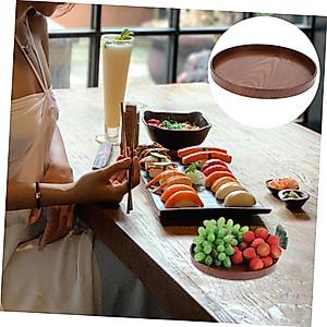 VILLCASE 4pcs Wooden Round Tray Coffee Table Decor Tray Cutlery Tray Round Coffee Table Tray Wood Tray for Desktop Trays Decorative Large Tray Dessert Serving Tray Wooden Shape Tray Tea Set