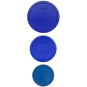 Pyrex (1) 7401-PC 3-cup Lake Blue Lid & (1) 7402-PC 7-cup Cadet Blue Lid & (1) 7403-PC 10-cup Cadet Blue Lid