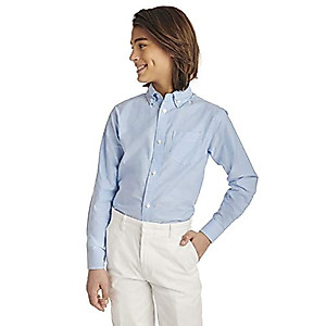 IZOD boys Long Sleeve Solid Button-down Oxford button down shirts, Ox Blue, 12 US