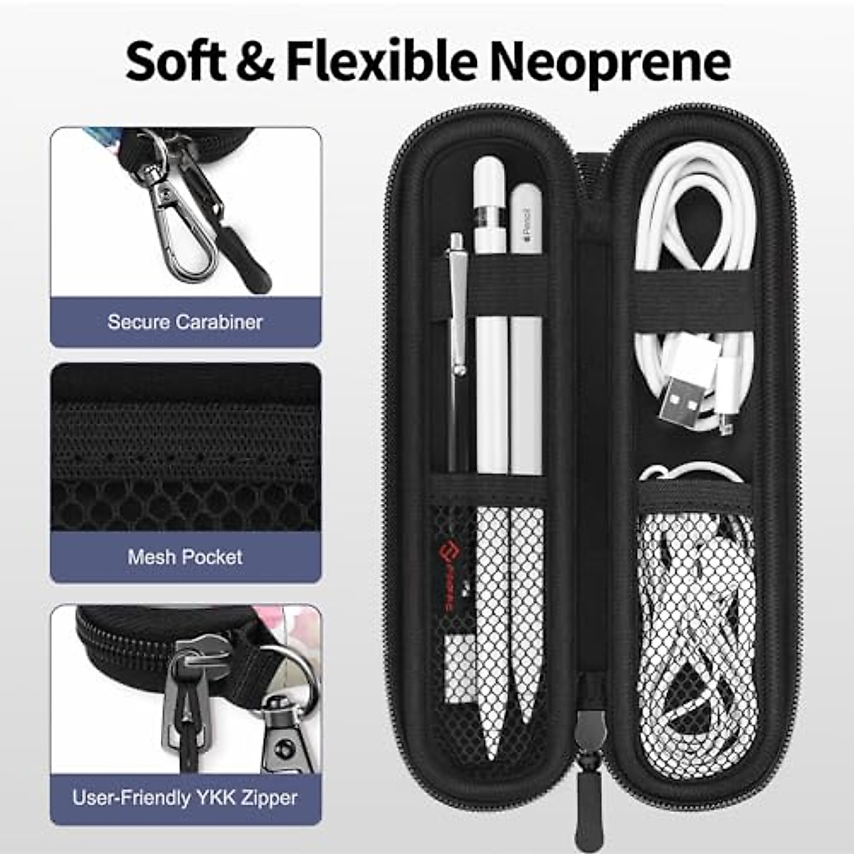 Fintie Pen Holder Case for Apple Pencil Pro, Apple Pencil (USB-C / 1st / 2nd Generation), Soft Neoprene Zipper Carrying Bag Sleeve Pouch for Samsung Stylus, Surface Pen, Moroccan Love