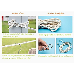 Clothesline Clothes Drying Rope Portable Travel Clothesline Adjustable for Indoor Outdoor Laundry Clothesline, Perfect Windproof Clothes Line, Hanger for Camping Travel & Home Use