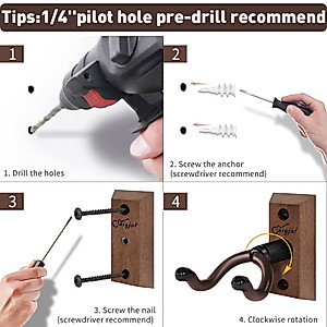SNIGJAT Ukulele Wall Mount 2 Pack, Ukelele Hanger for Wall Vertical Display, Hardwood Ukulele Holder with Screw, Ukulele Wall Hook fits for Banjo Mandolin Soprano Pineapple Concert Baritone and Tenor
