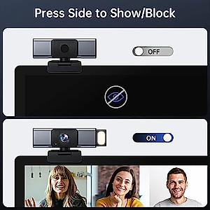 GUSGU 1440P Quad HD Webcam with Microphone, G940 Web Camera Privacy Protection, USB Computer Camera for MacBook/Laptop/Desktop, PC Streaming Camera