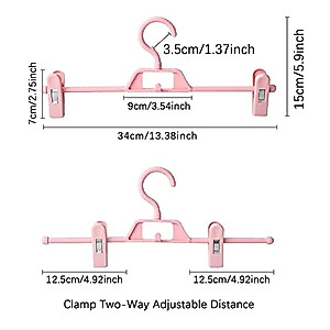 Hanger Space Saver 10 Pieces Plastic Pants Rack 360 Degree Swivel Hook, Adjustable Clips Non-Slip Durable Pants Rack, Only for Suits, Skirts, Pants, Clothes(Pink)