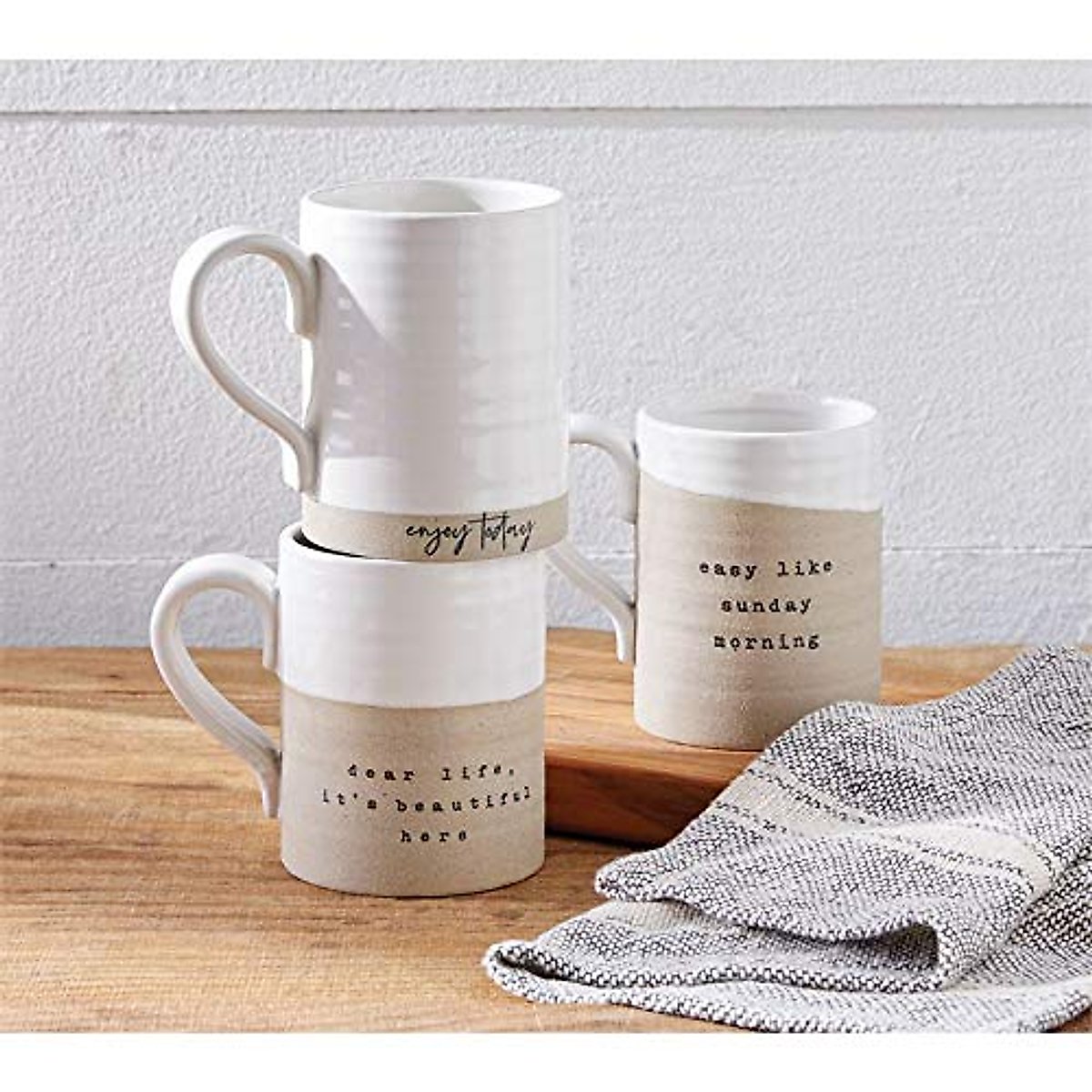 Mud Pie Enjoy Today Stoneware Mug, 1 Count (Pack of 1)