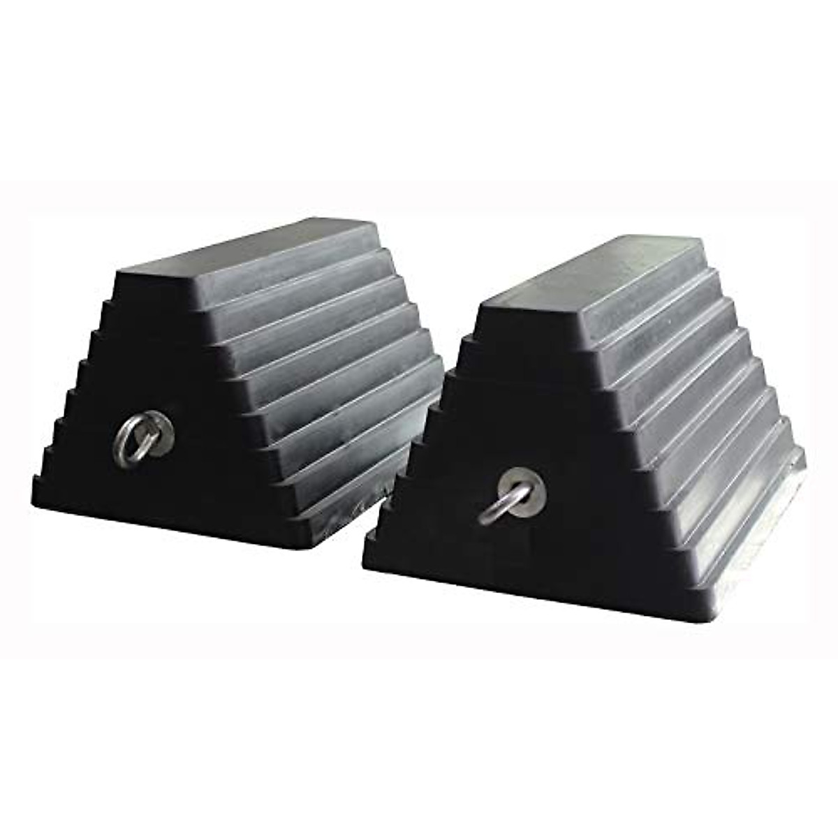 MAXXHAUL 80681-10'X8'X6' Heavy Duty Rubber Wheel Chock with Eyebolt, 2 Pack