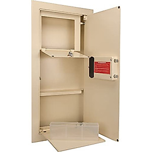 Barska AX13764 White Biometric Fingerprint Security Wall Safe 0.83 Cubic Ft, Beige